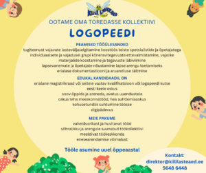 TÖÖPAKKUMISED! – Kiili Lasteaed